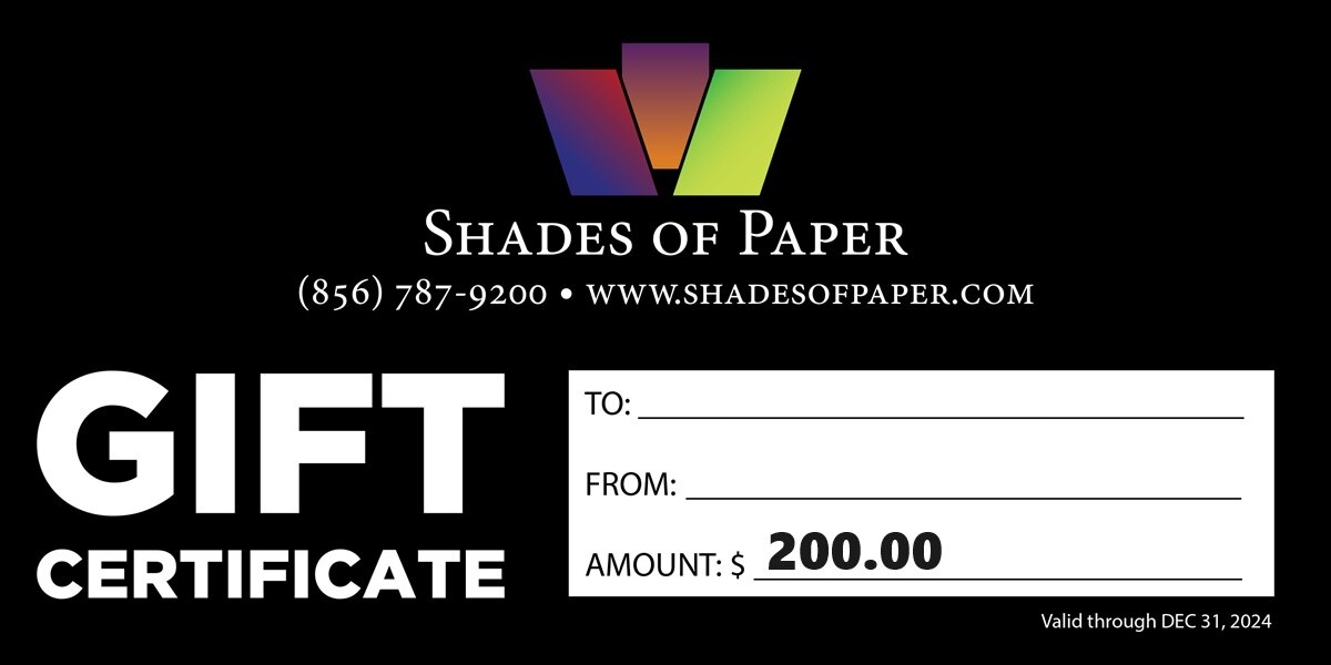 Shades of Paper Gift Card - $200 | Shades of Paper