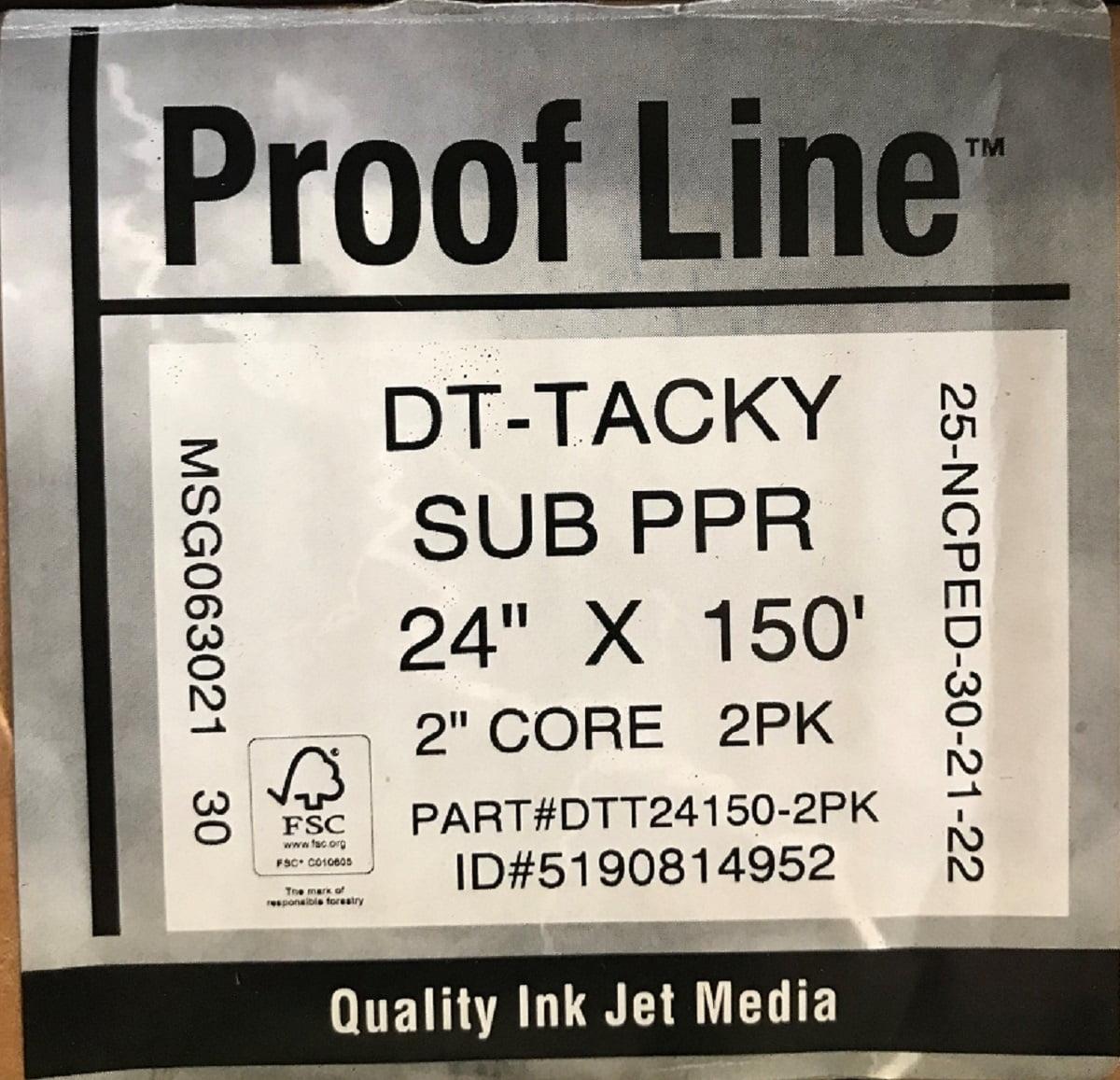 Proof Line DT-Tacky Dye Sub Paper, 24" x 150', 2 Pack | Shades of Paper
